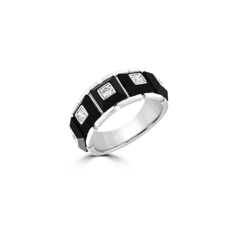 Black Agate Grid Diamond Ring – EJI