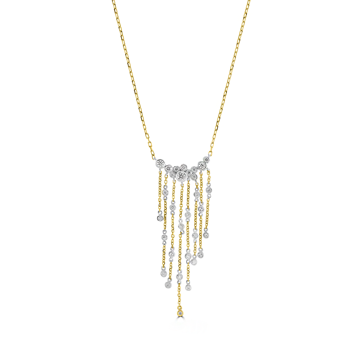 Waterfall Diamond Necklace In Two Tone 18K Gold - EJI®