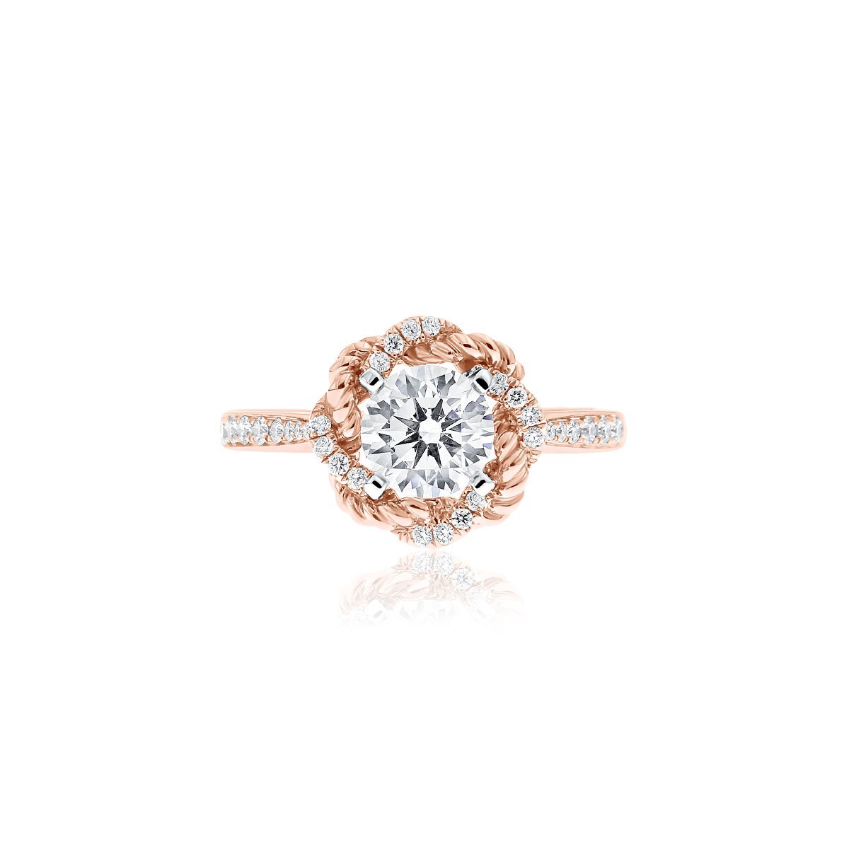 Twisted Rope Diamond Infinity Halo Engagement Ring In Two-Tone 18K Gold ...